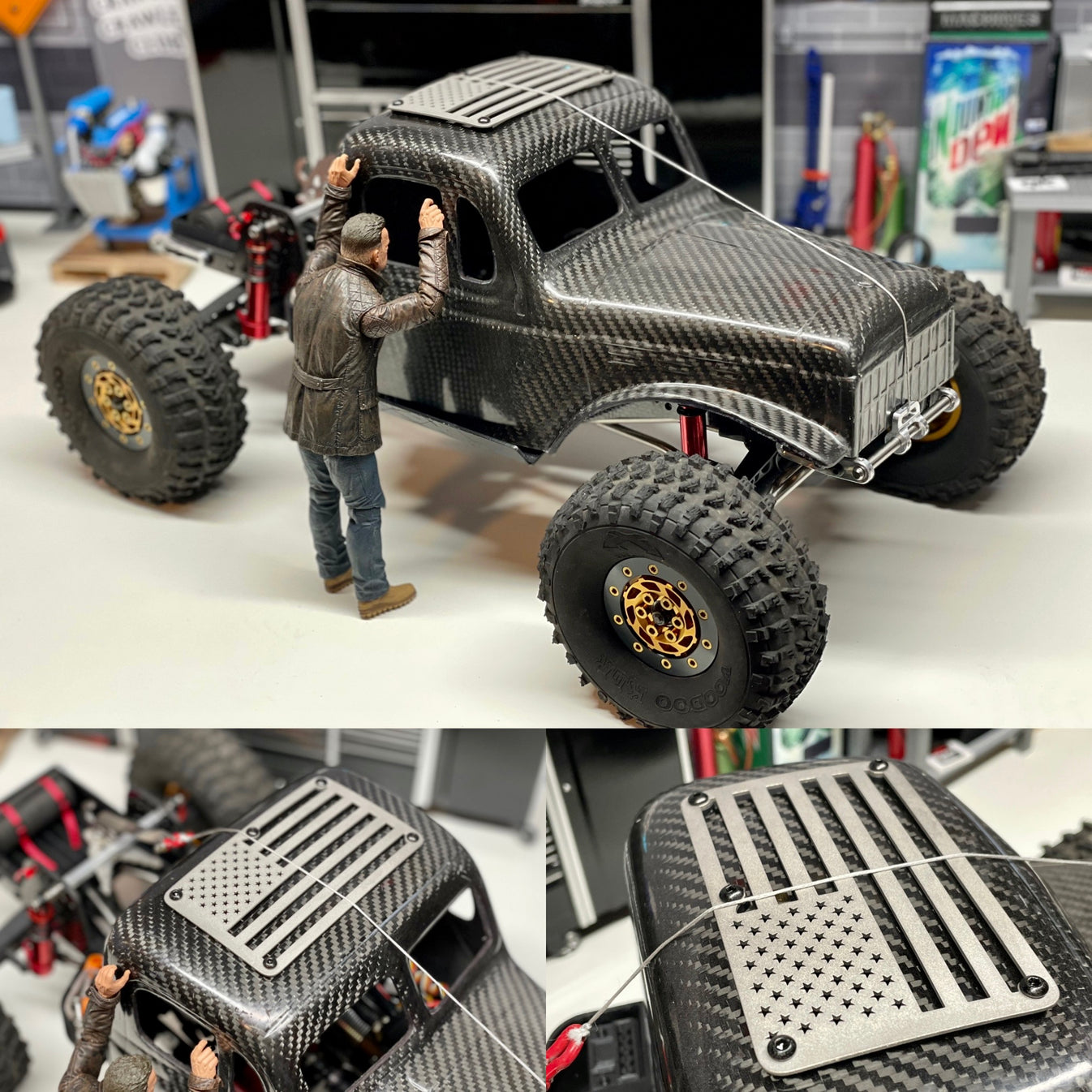 Titanium American USA Flag Roof Rack 1/10 Scale RC Truck Crawler Acces ...